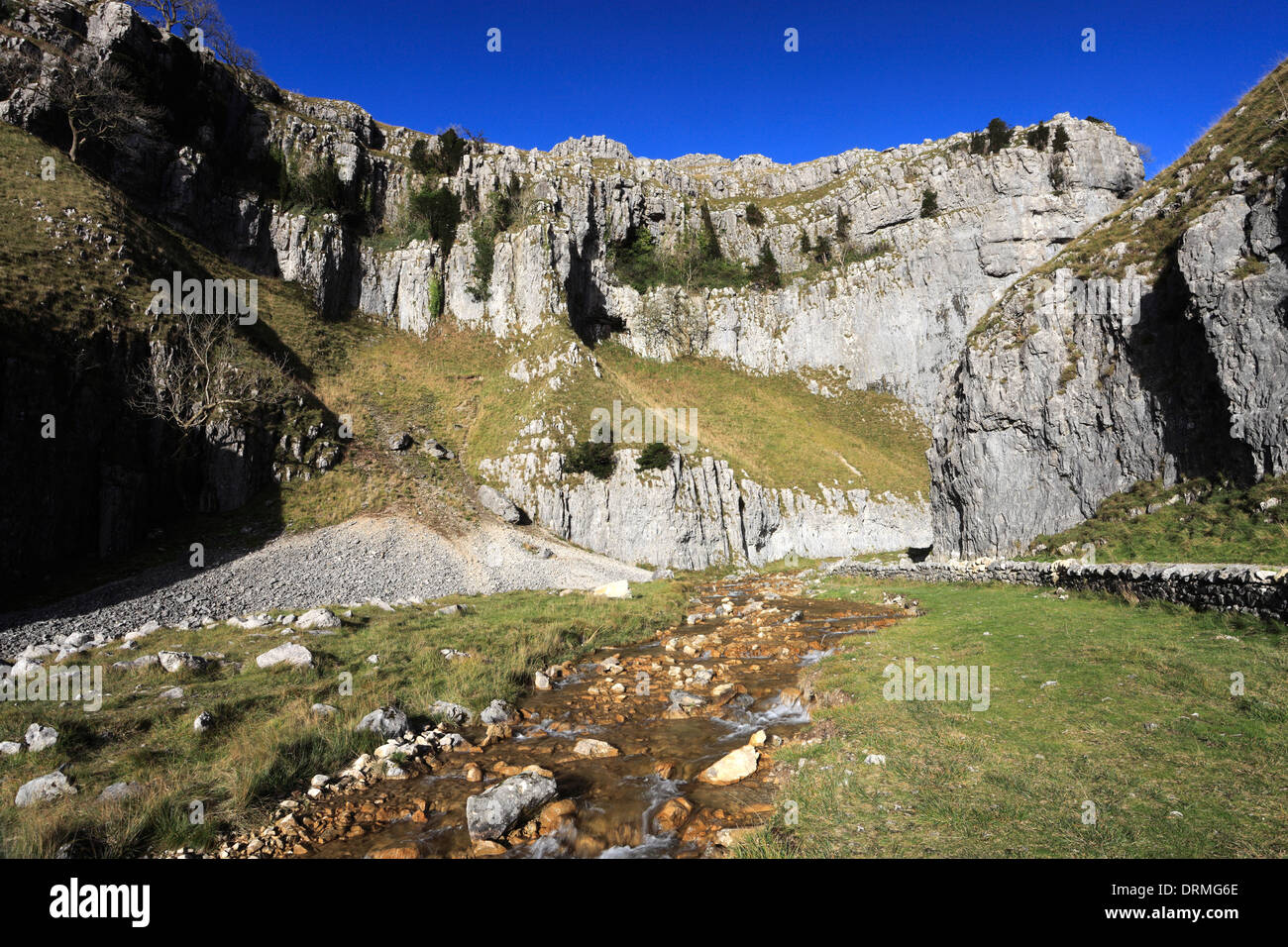 Autumn, Gordale Scar limestone cliffs, Malhamdale, North Yorkshire ...
