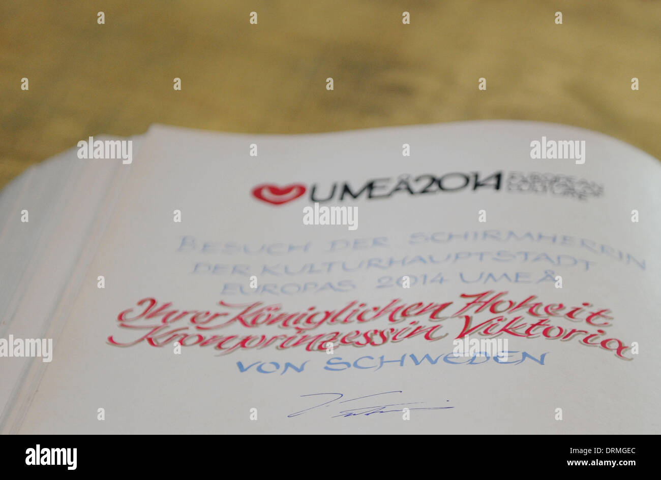 Essen, Germany. 29th Jan, 2014. The signature of Sweden's Crown ...