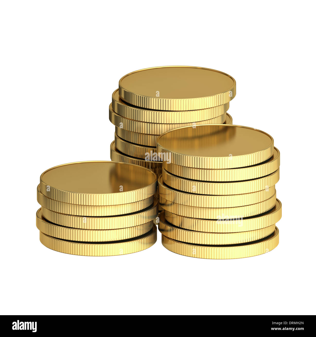 Stack of golden coin - isolated on white Stock Photo - Alamy