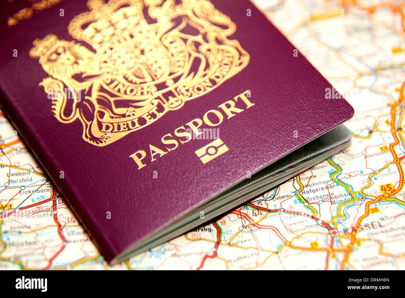 UK (EU) passport with biometric symbol on cover, London Stock Photo - Alamy