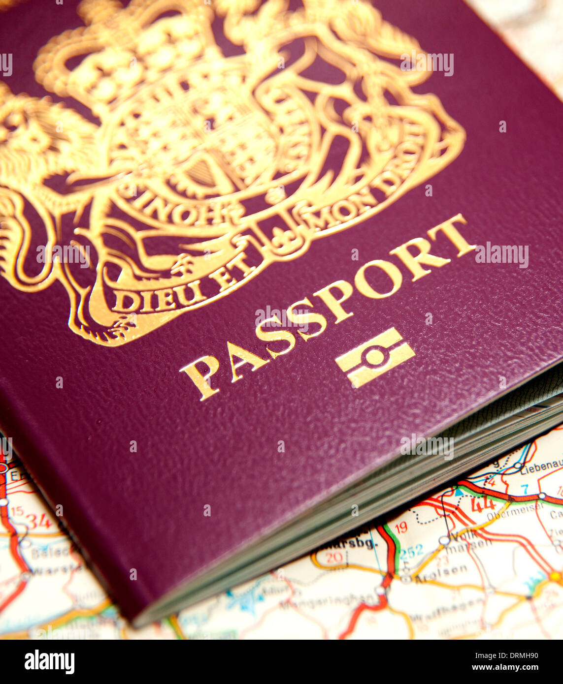 UK (EU) passport with biometric symbol on cover, London Stock Photo - Alamy