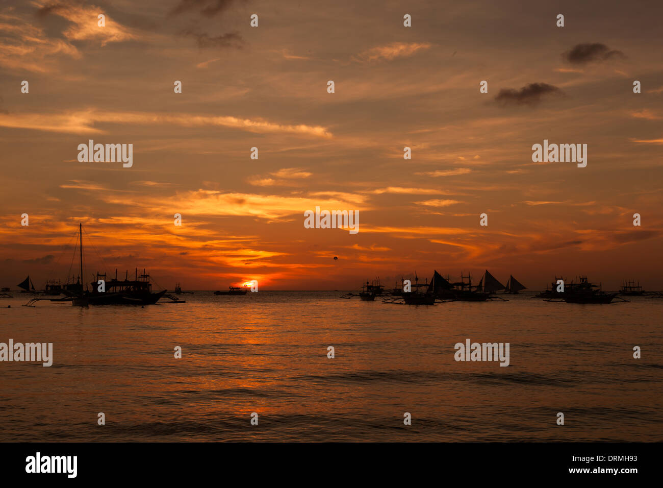 Amazing sunset. White beach, Boracay, Philippines Stock Photo - Alamy