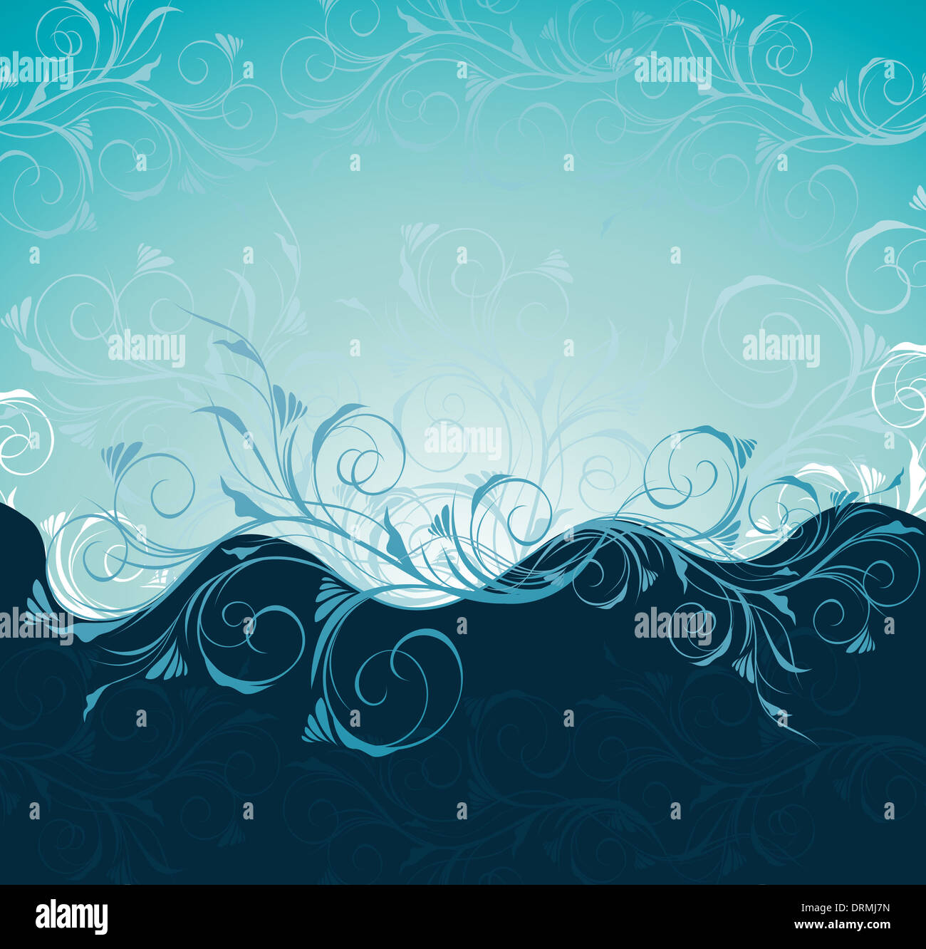 Blue seamless wave floral hi-res stock photography and images - Alamy