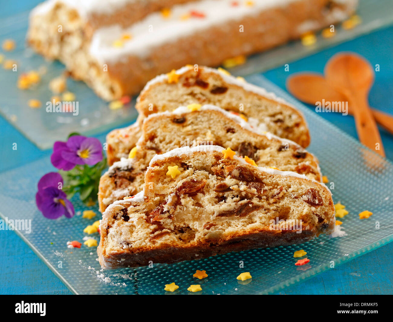 Marzipan cake with raisins (Stollen). Recipe available Stock Photo - Alamy