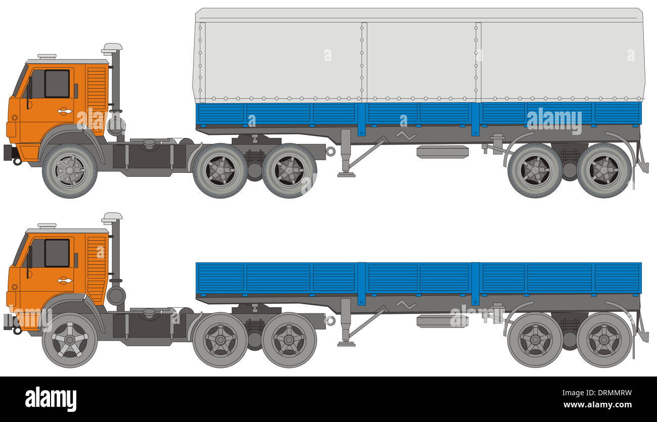 cargo semi-trucks set Stock Photo - Alamy