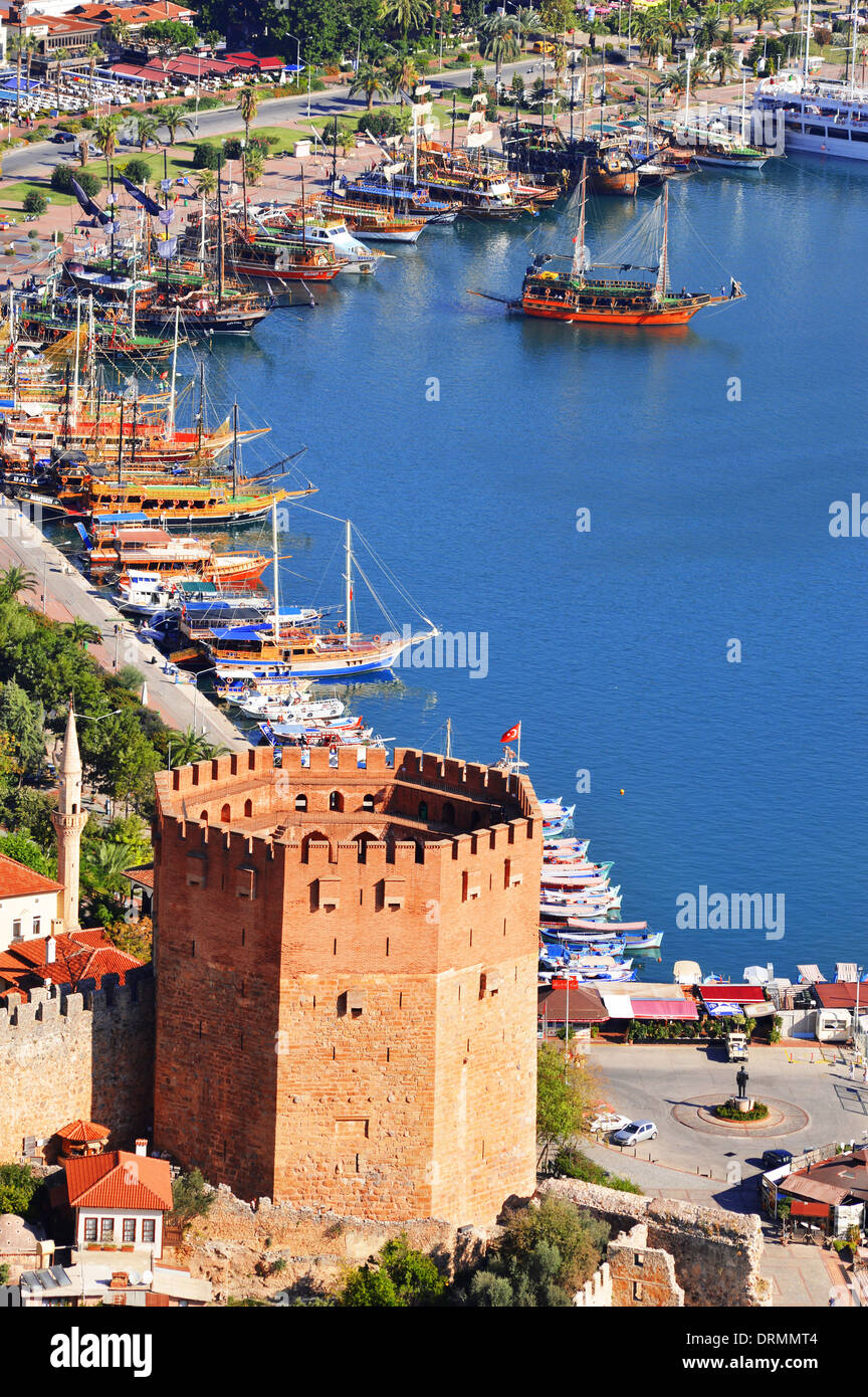 View of Alanya harbor from Alanya peninsula. Turkish Riviera Stock ...