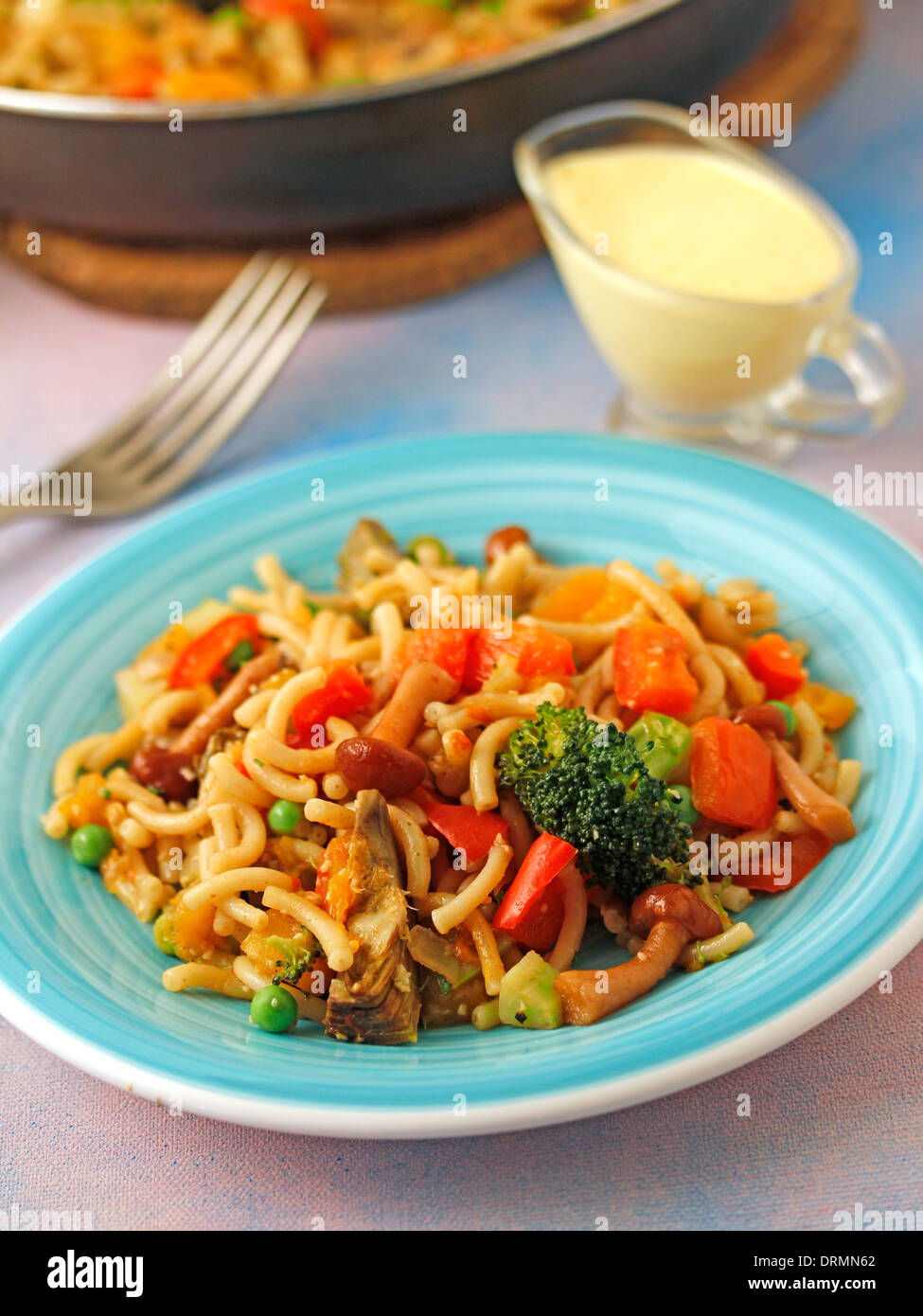 Fideuá with vegetables. Recipe available Stock Photo - Alamy