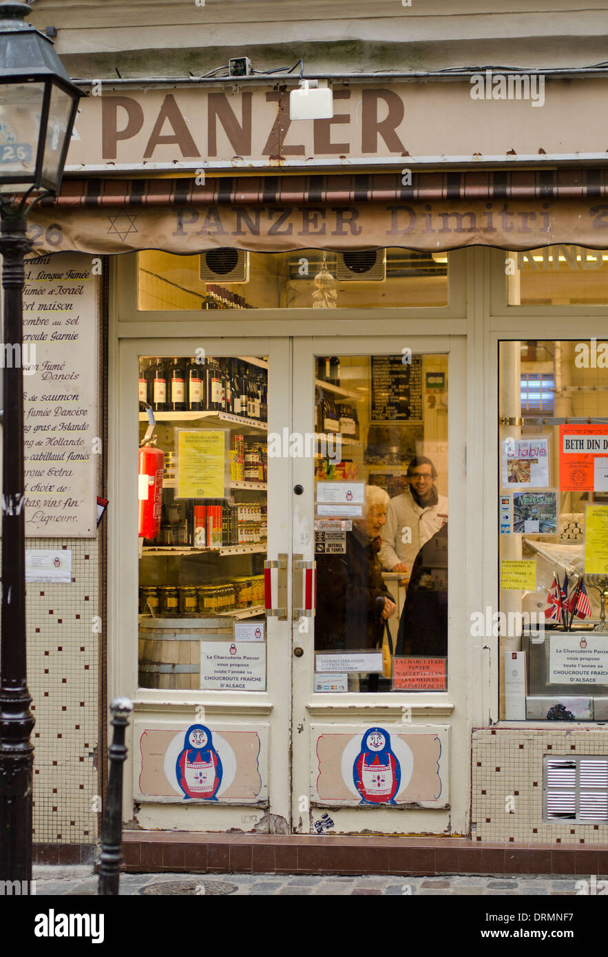 Kosher butcher Panzer, Rue des Rosiers, The Marais, Paris Stock Photo ...