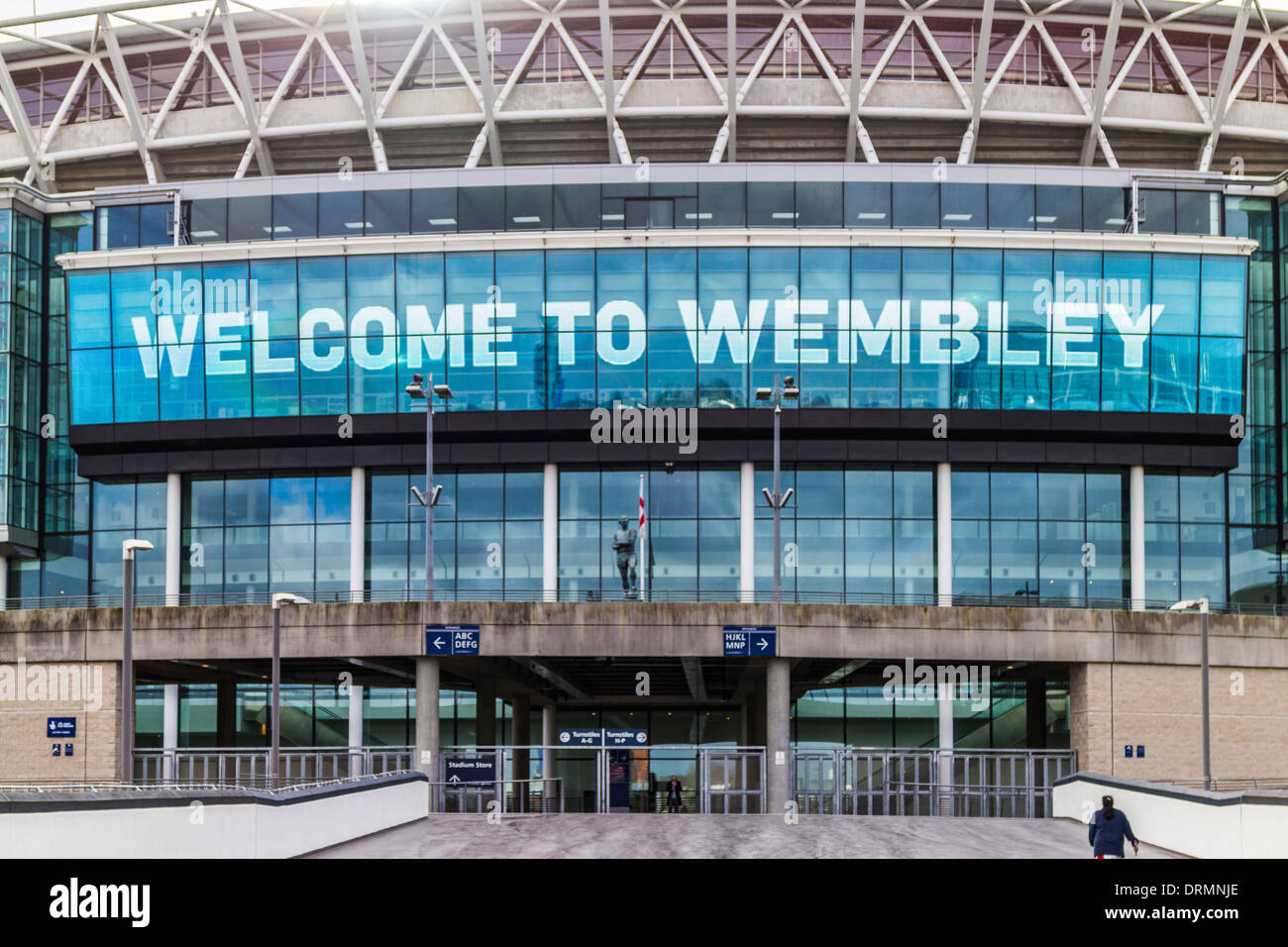 Welcome to Wembley screen on the outside of the stadium Stock Photo - Alamy