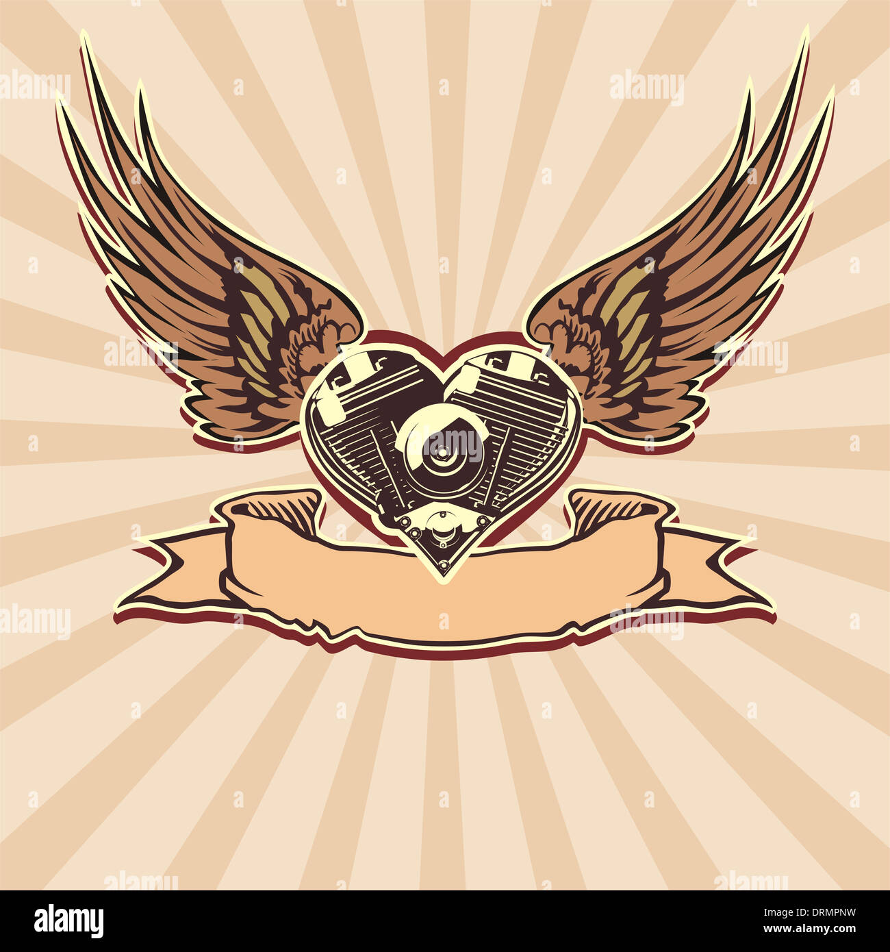 moto motor bikers heart simbol Stock Photo - Alamy