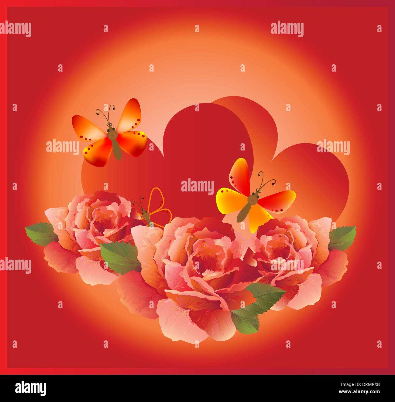 romantic cardr with red rose Stock Photo - Alamy