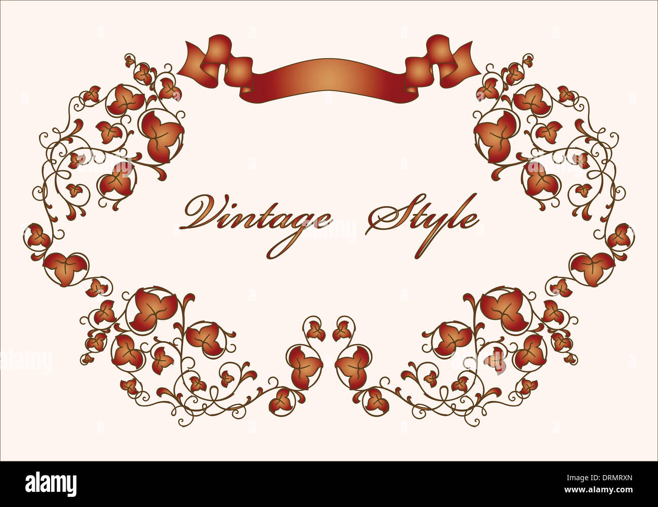 vintage floral frame with ribbon Stock Photo - Alamy