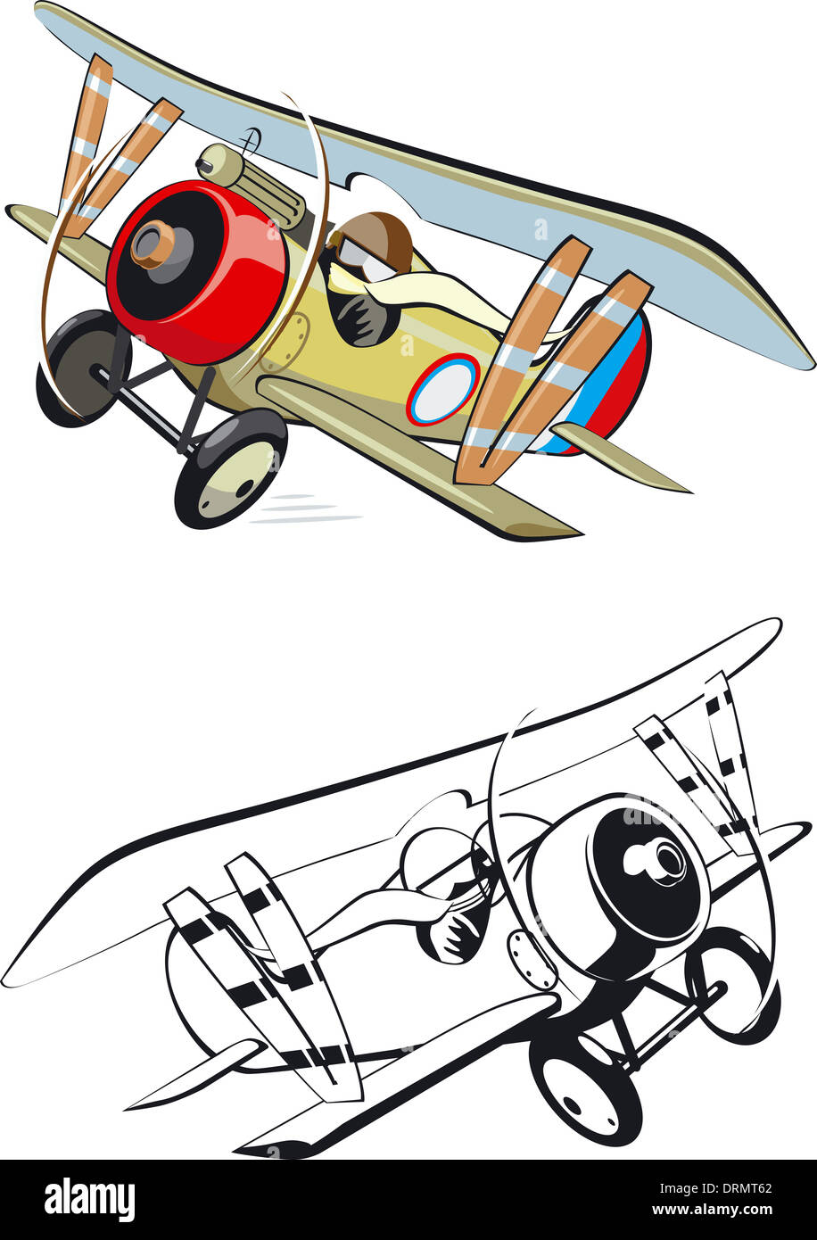 cartoon retro biplane Stock Photo - Alamy