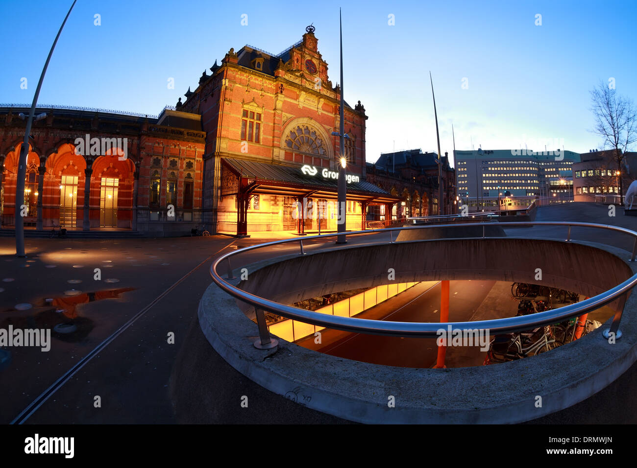 Railway Station in Groningen at night, Netherlands Stock Photo - Alamy
