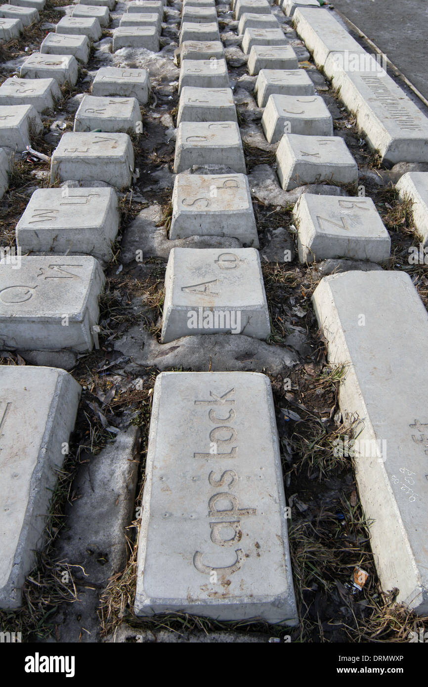 Keyboard monument on the embankment of the Iset River in Yekaterinburg ...