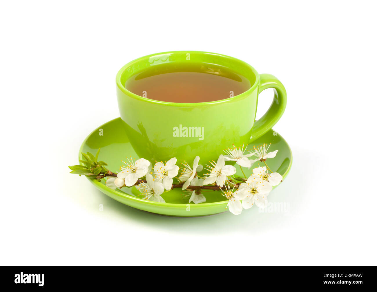 Cherry green tea in a mug on a white background isolated Stock Photo ...