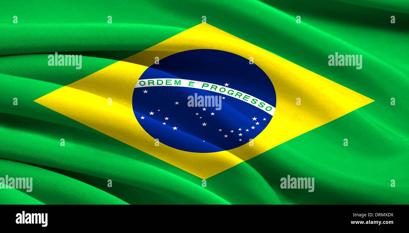 Flag of Brazil waving in the wind Stock Photo - Alamy