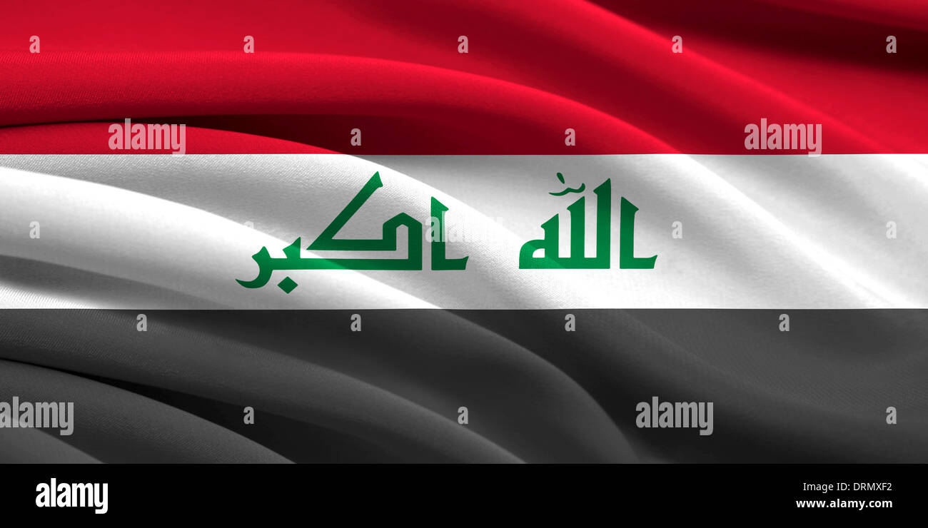 Flag of Iraq waving in the wind Stock Photo - Alamy