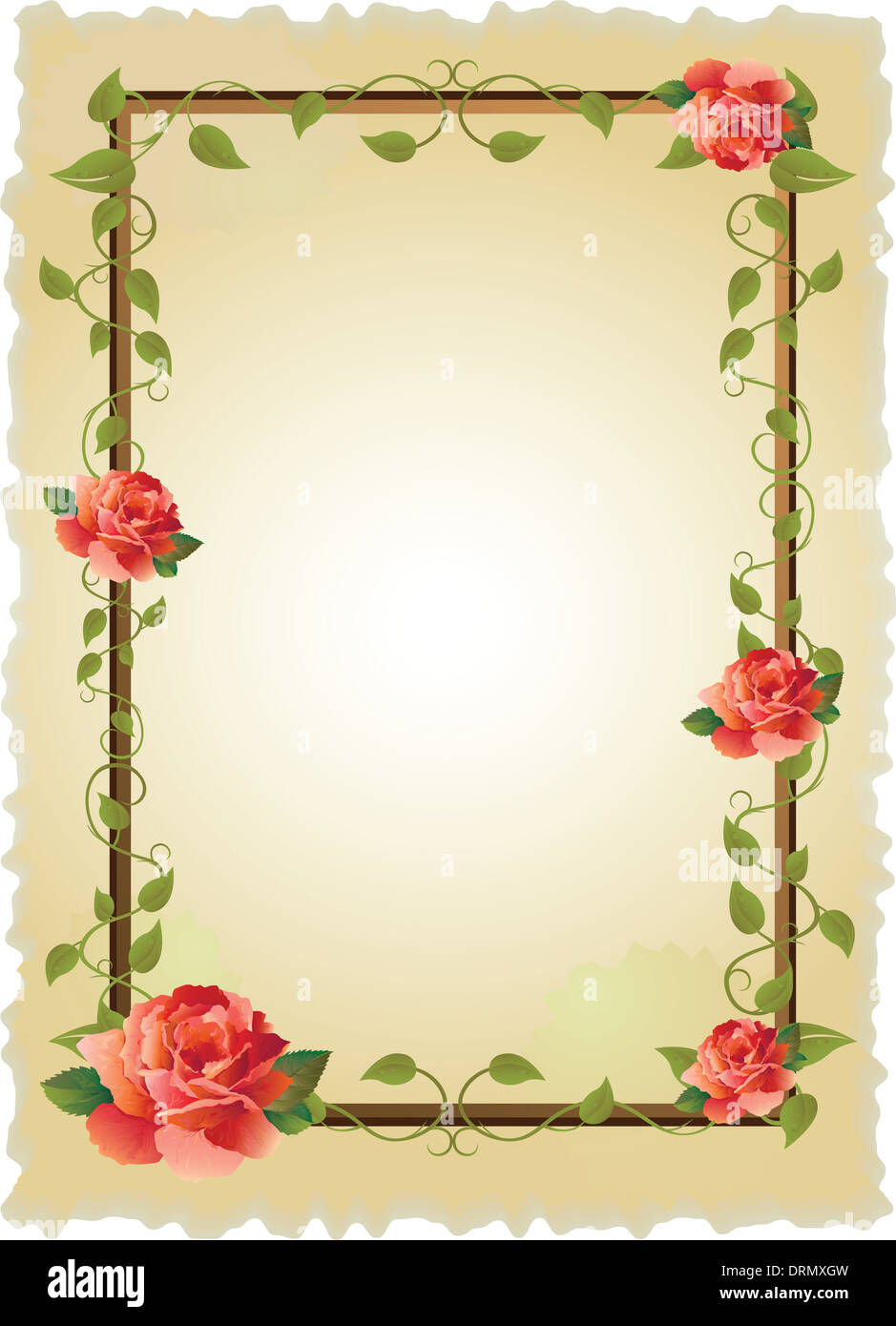 vintage frame with roses Stock Photo - Alamy