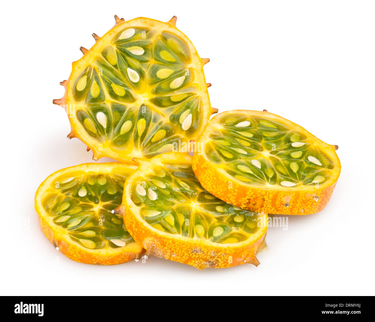 kiwano sliced isolated on white Stock Photo - Alamy
