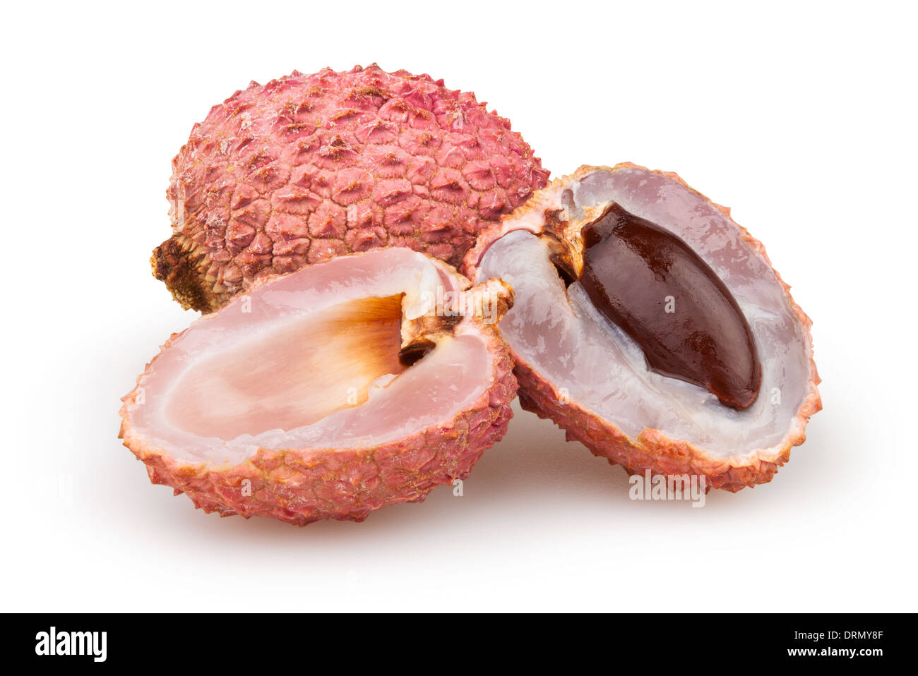 litchi group cut isolated on white Stock Photo - Alamy