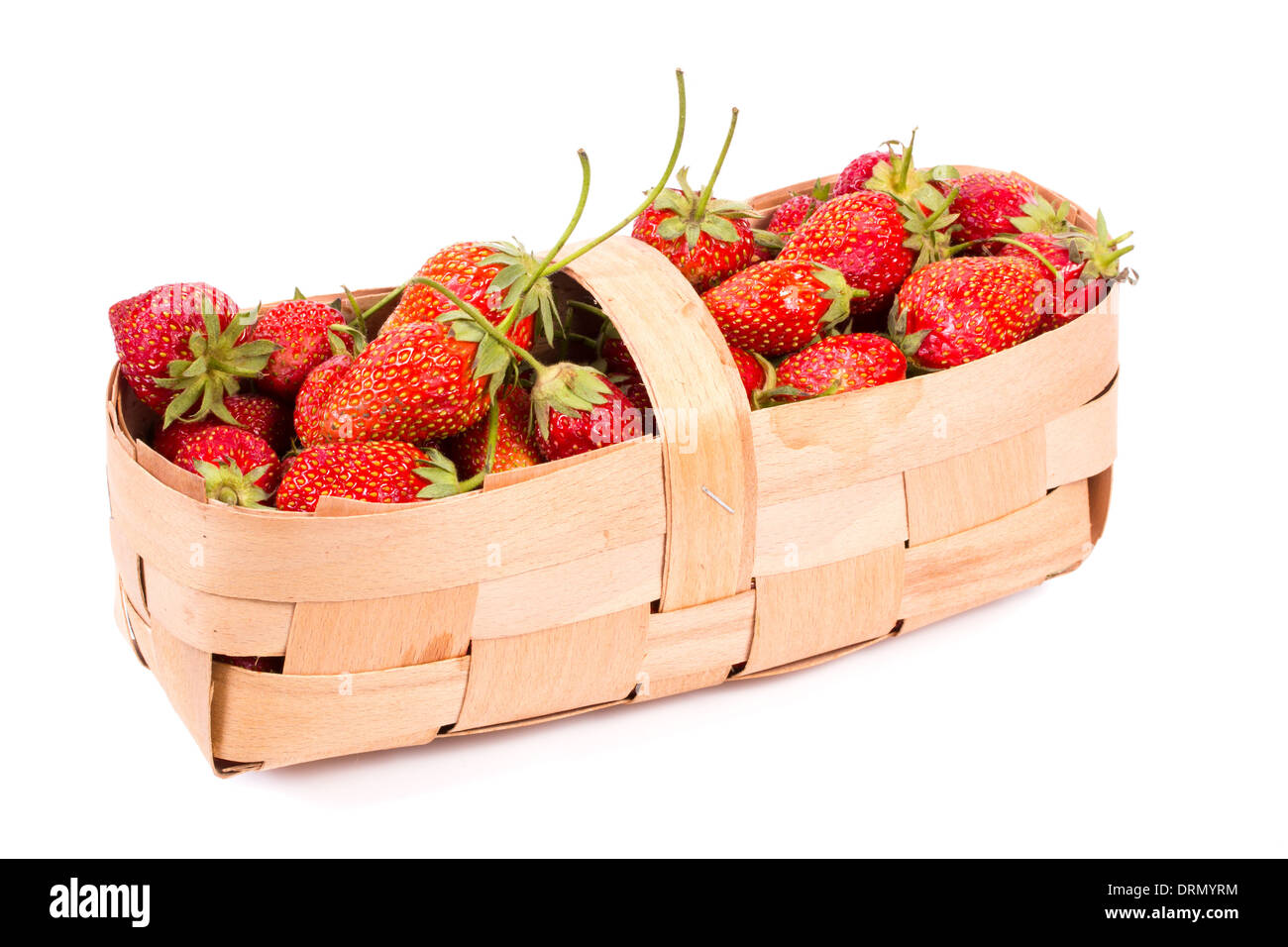 Strawberries in a basket isolated on a white background Stock Photo - Alamy