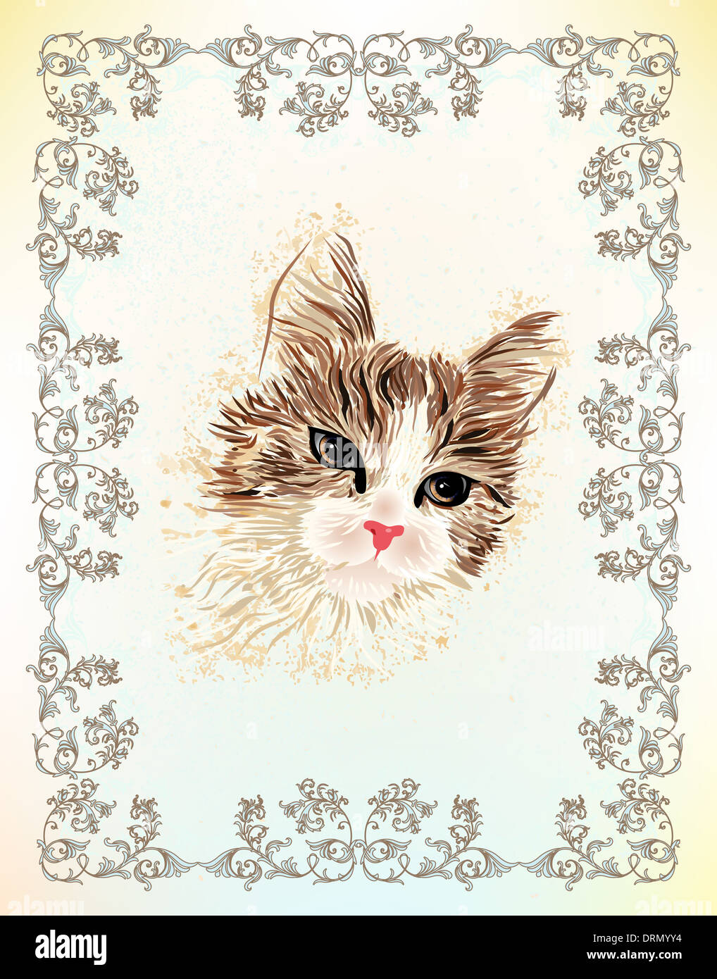 vintage portrait of the cat Stock Photo - Alamy