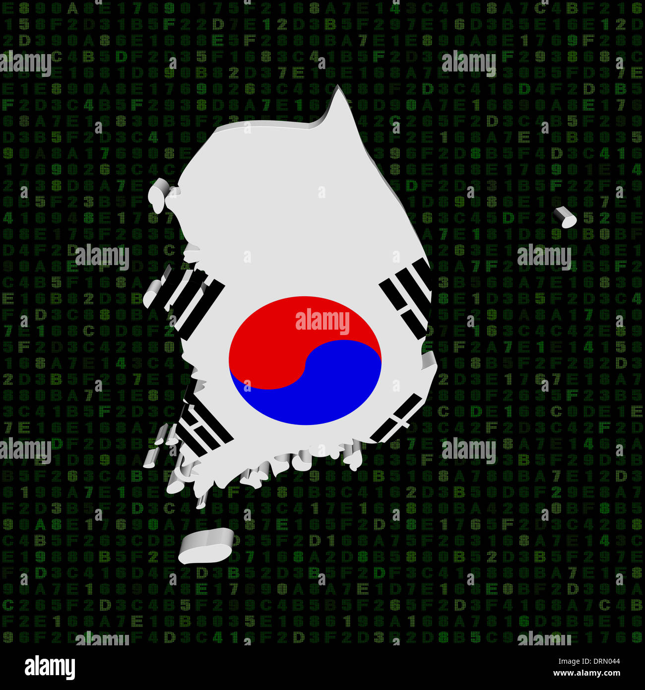 South Korea map flag on hex code illustration Stock Photo - Alamy