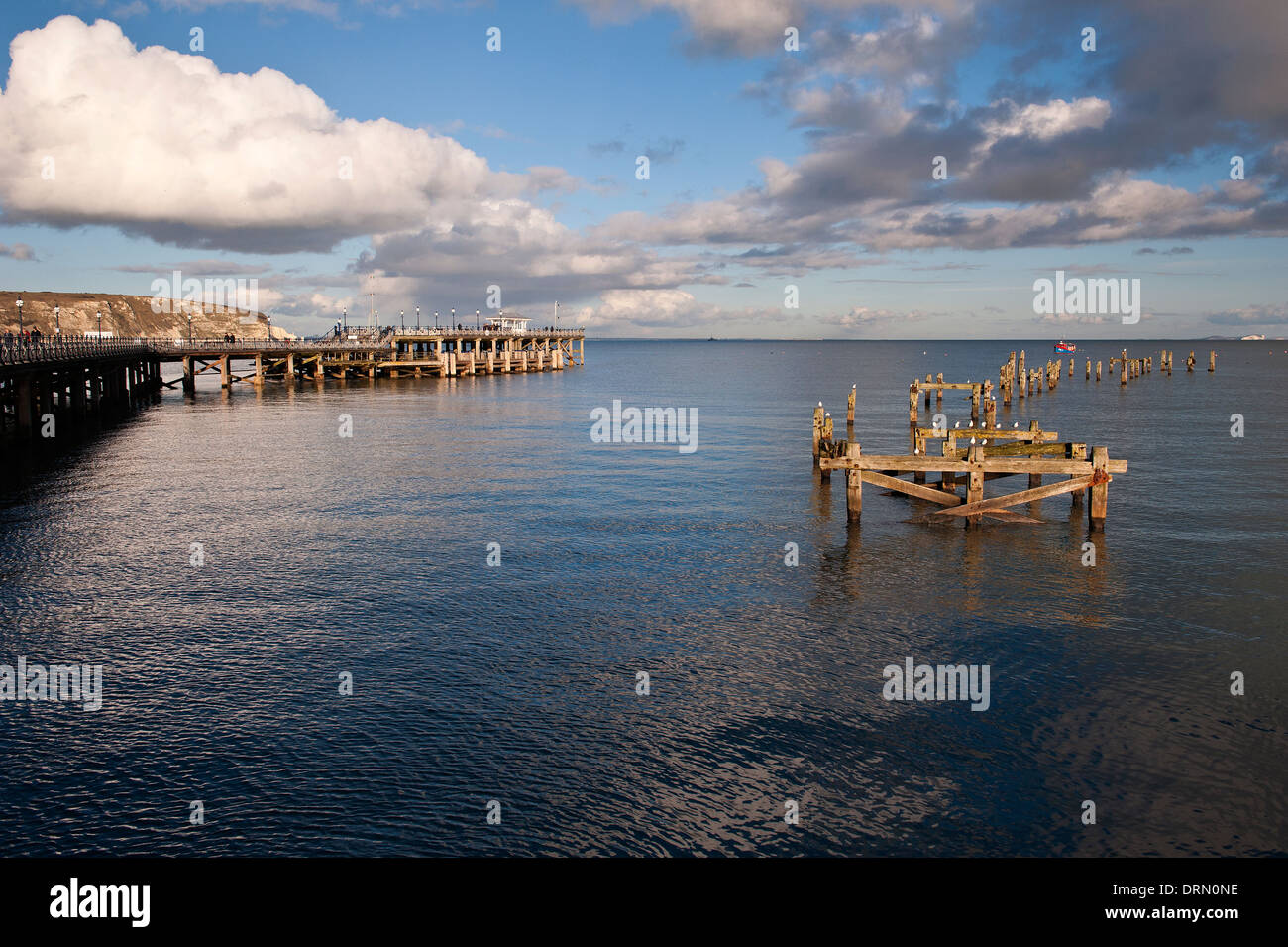 Swanage Pier Old and New Swanage Dorset England UK Stock Photo - Alamy