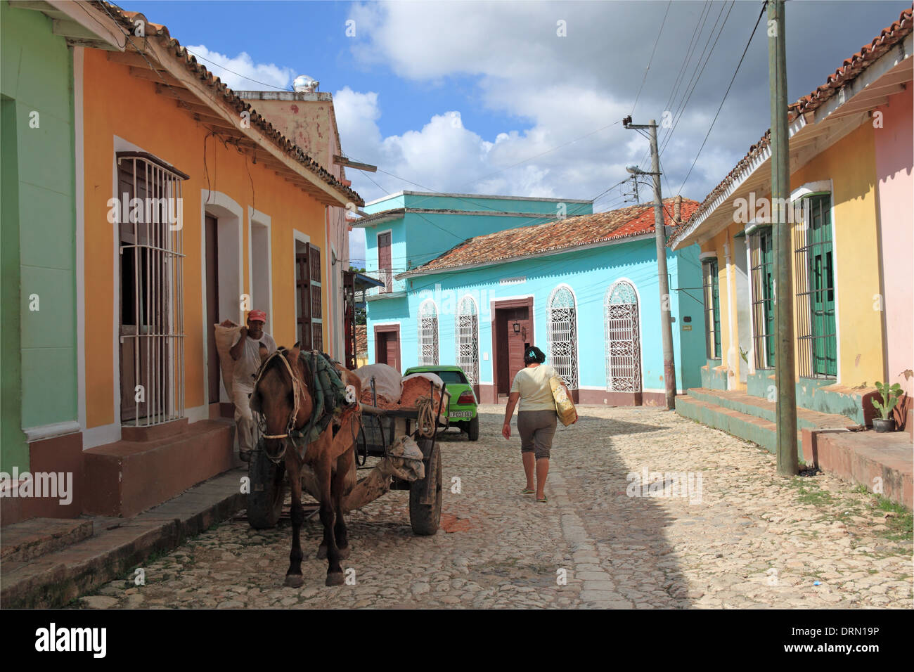 Palacio Borrell (painted blue), Trinidad, Sancti Spiritus province ...
