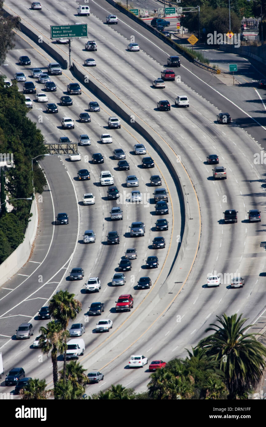 Traffic on Los Angeles Freeway, California, USA Stock Photo - Alamy