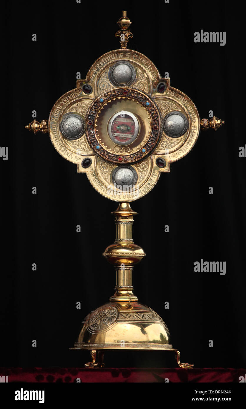 Reliquary holding relics of Saint Cyril displayed during an orthodox ...