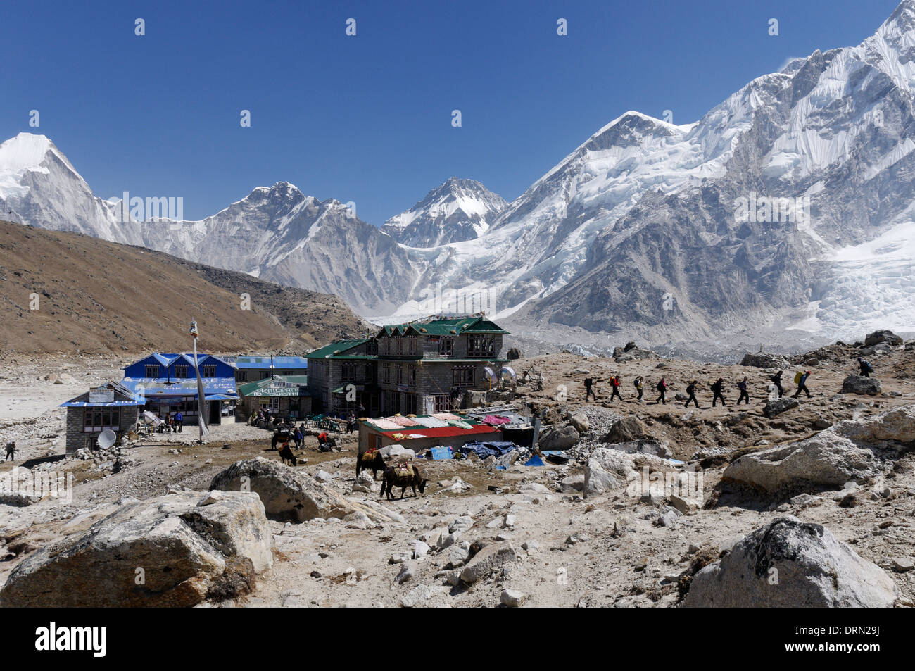 The village of Gorak Shep, the last point on the Everest Base Camp trek ...