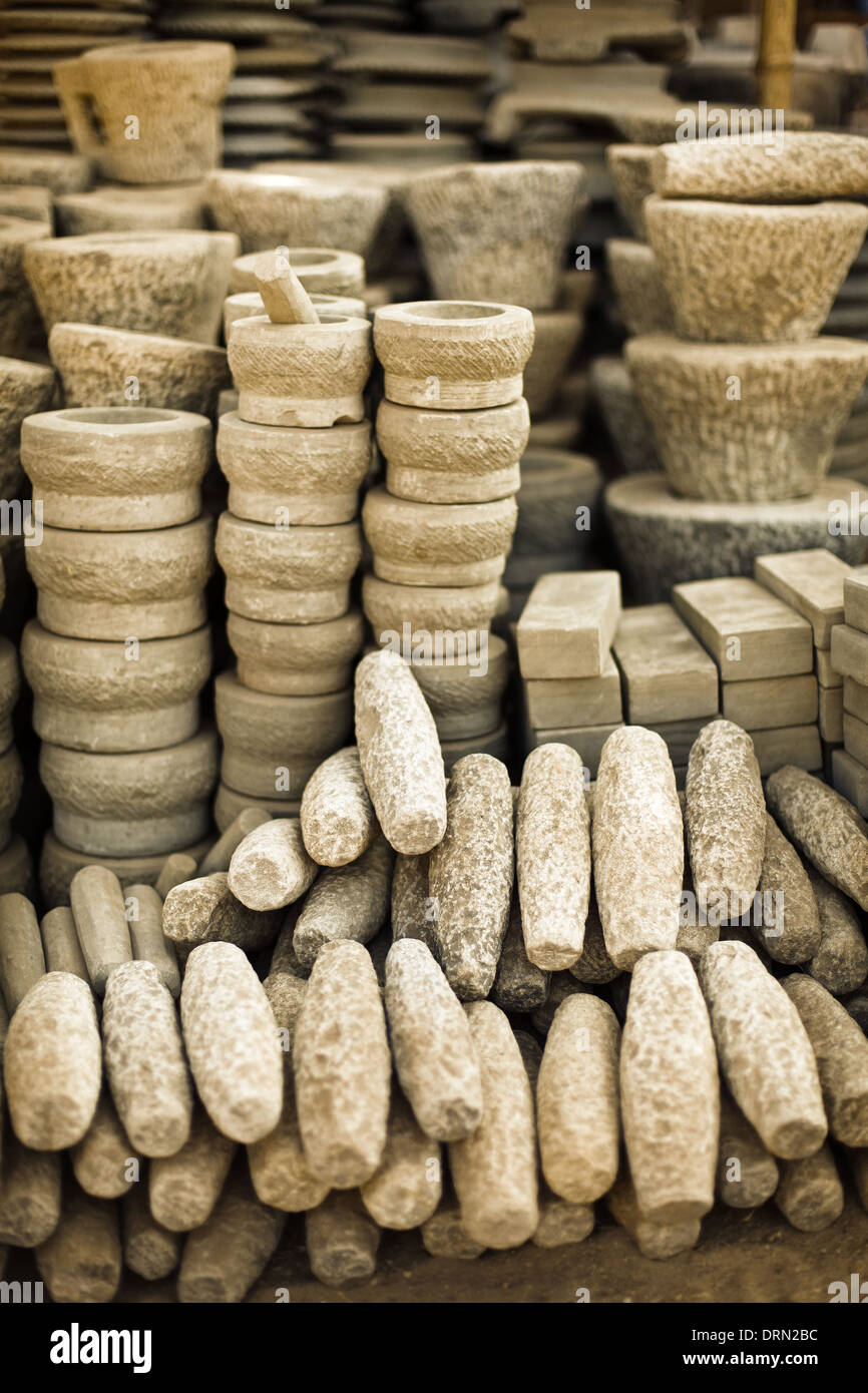 Stone products on the open market. Burma, Mandalay Stock Photo - Alamy