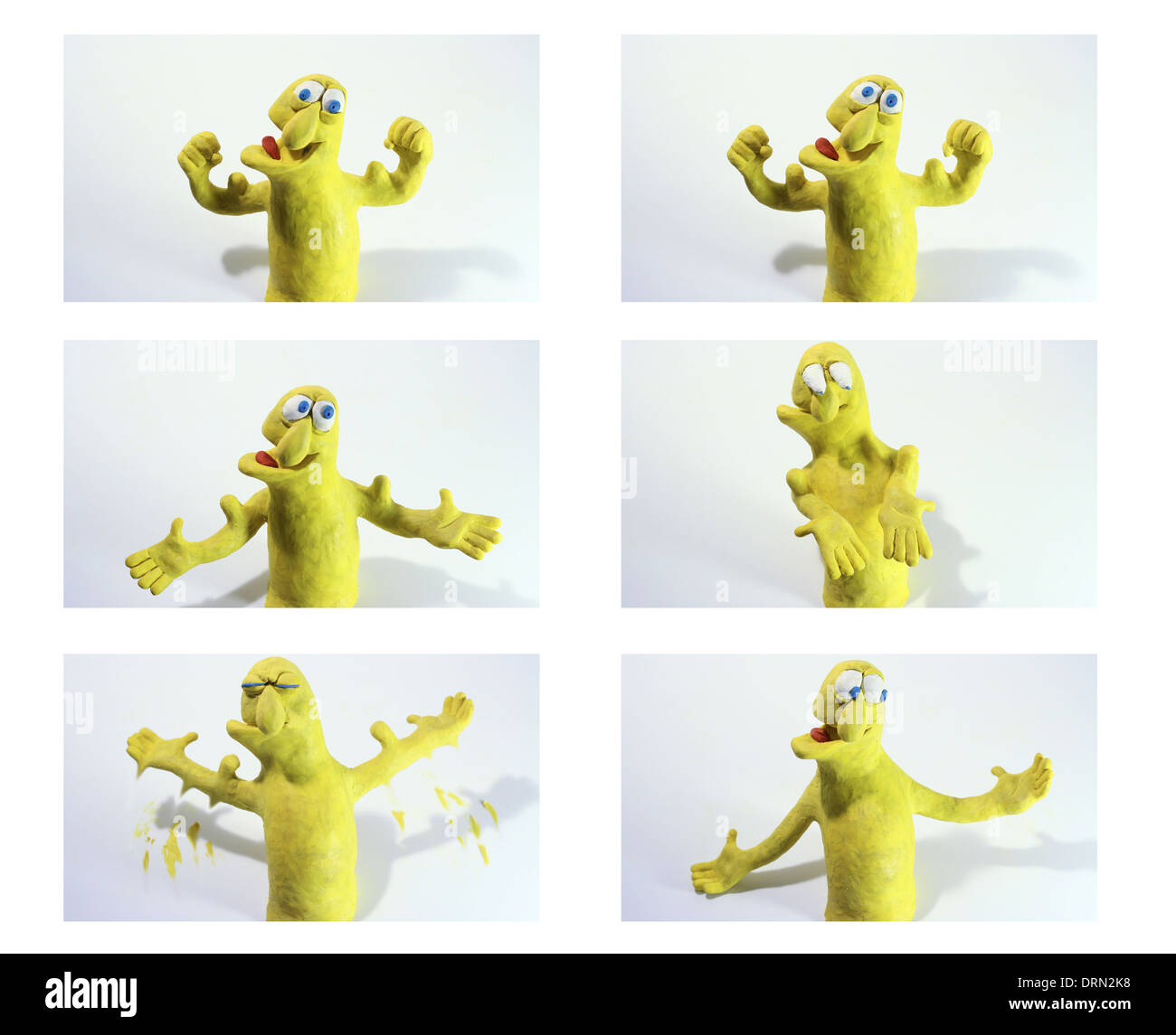 clay character flexing muscles, cartoon sequence Stock Photo - Alamy