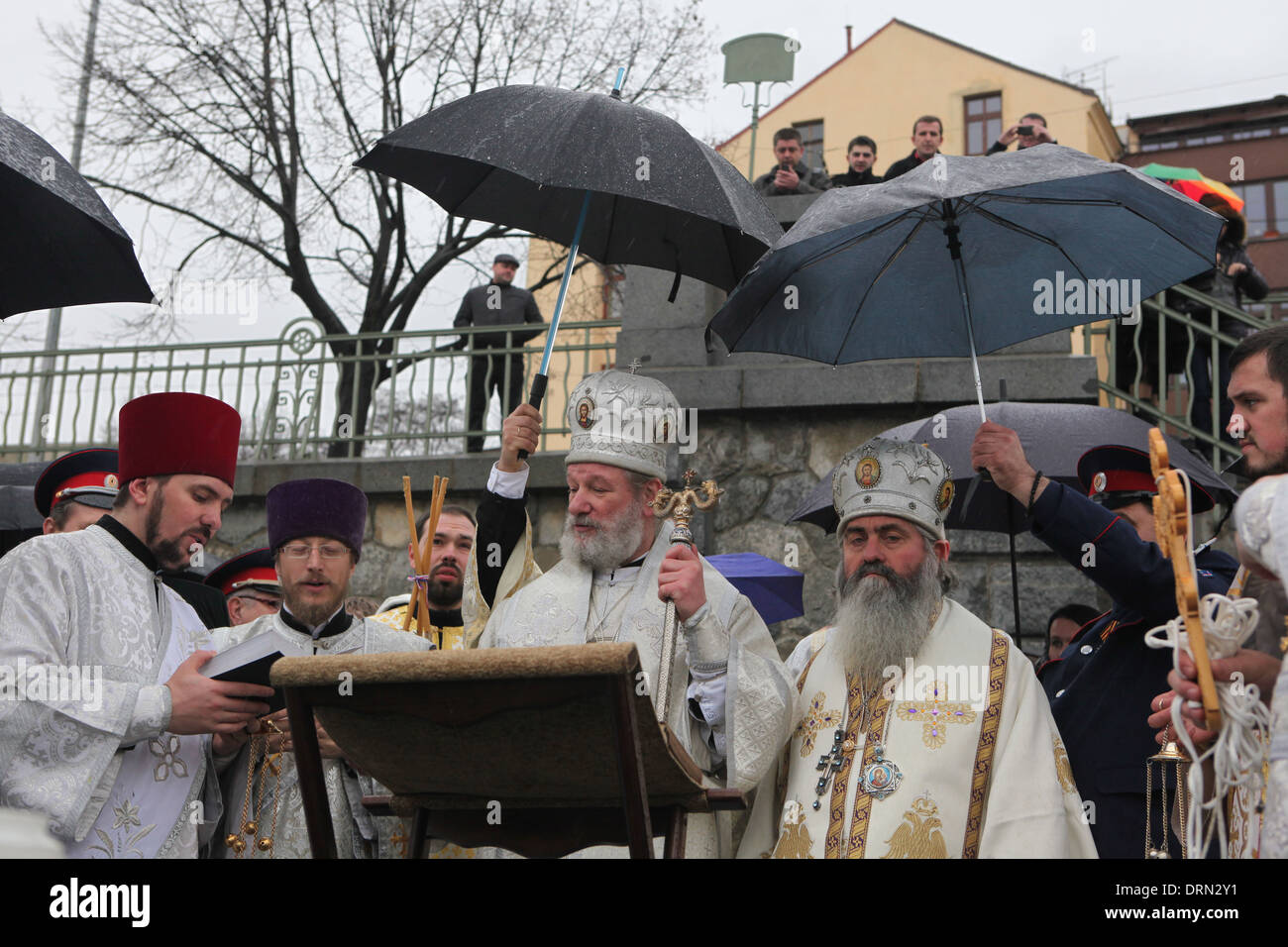Orthodox Christians celebrate the Epiphany Day on the embankment of the ...