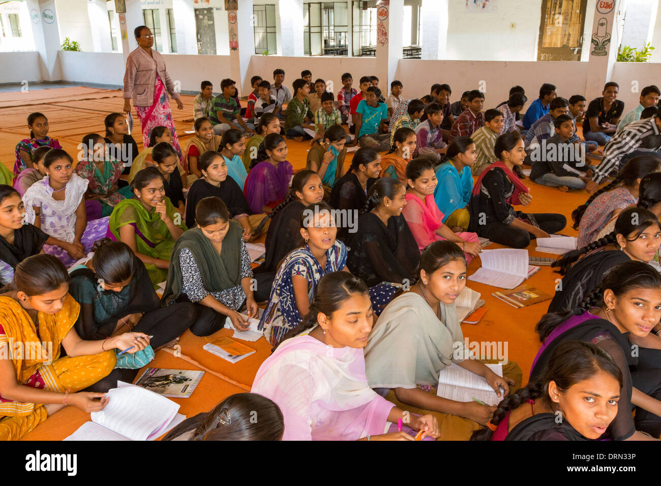 School children at the Muni Seva Ashram in Goraj, near Vadodara, India ...