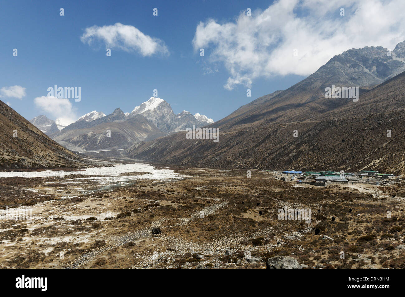 The himalayan village of Pheriche on the everest base camp trek Stock ...