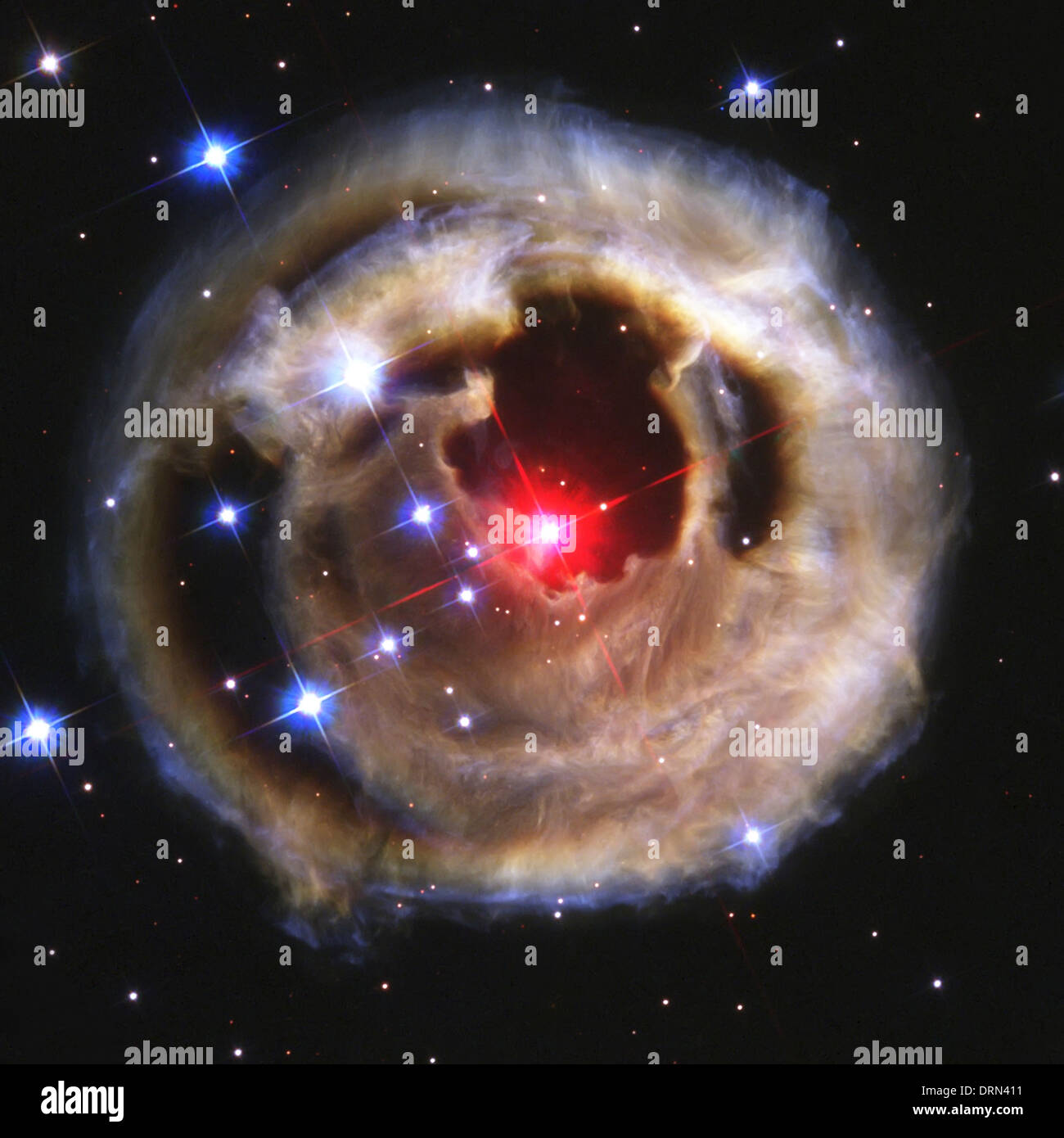 Echoing of light through space caused by an unusual stellar outburst in ...
