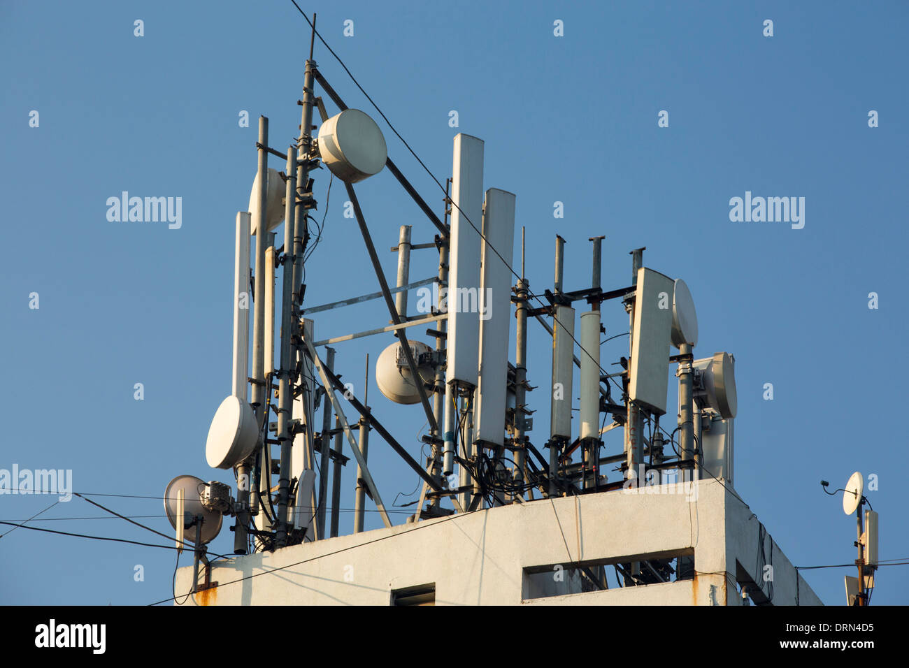 Communication equipment on a building in Ahmedabad; India Stock Photo ...