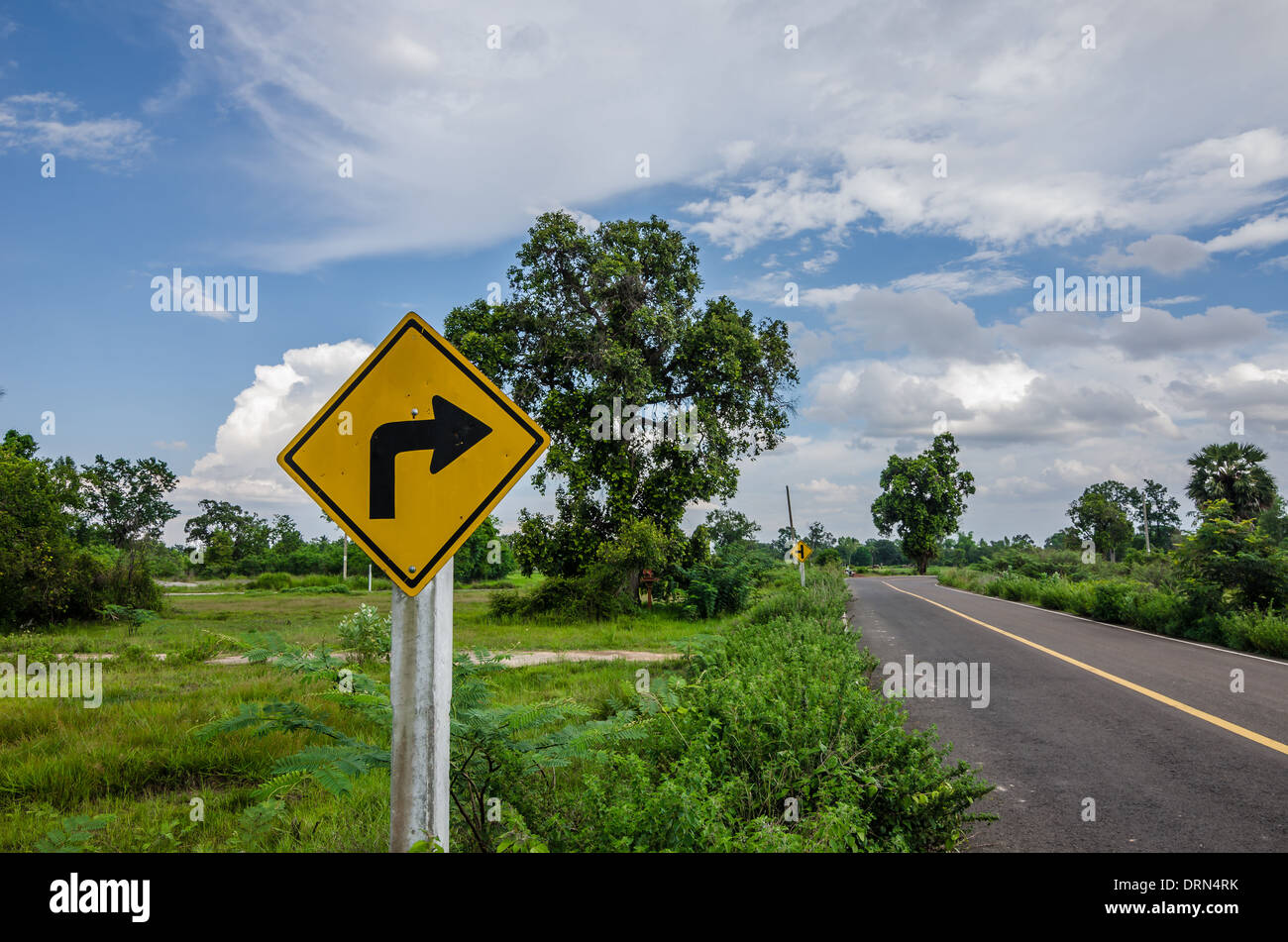 Road sign symbol and blue sky in countryside view nature Stock Photo ...