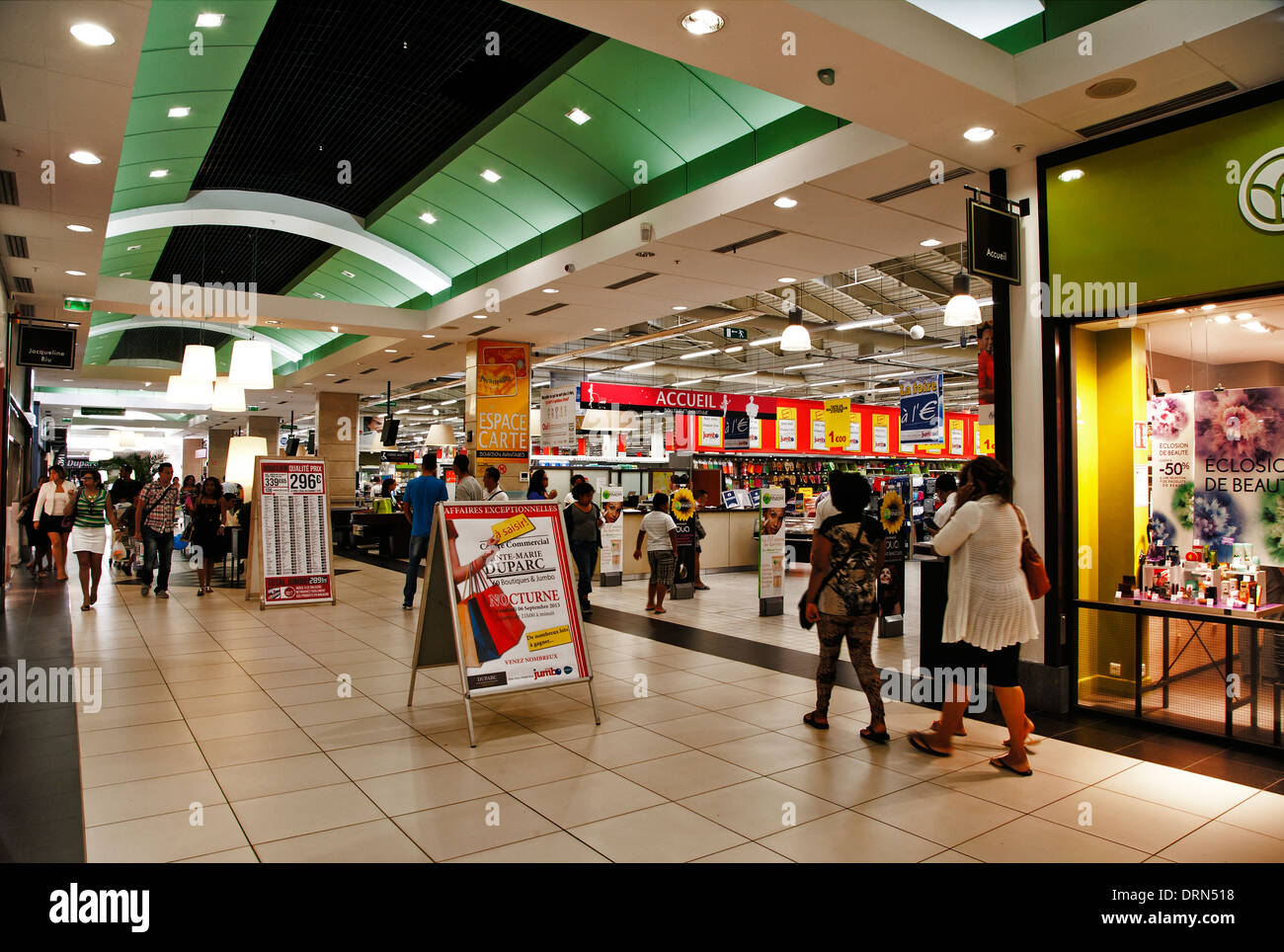 Duparc Centre Commercial, shopping centre, Isle de la Réunion Stock ...