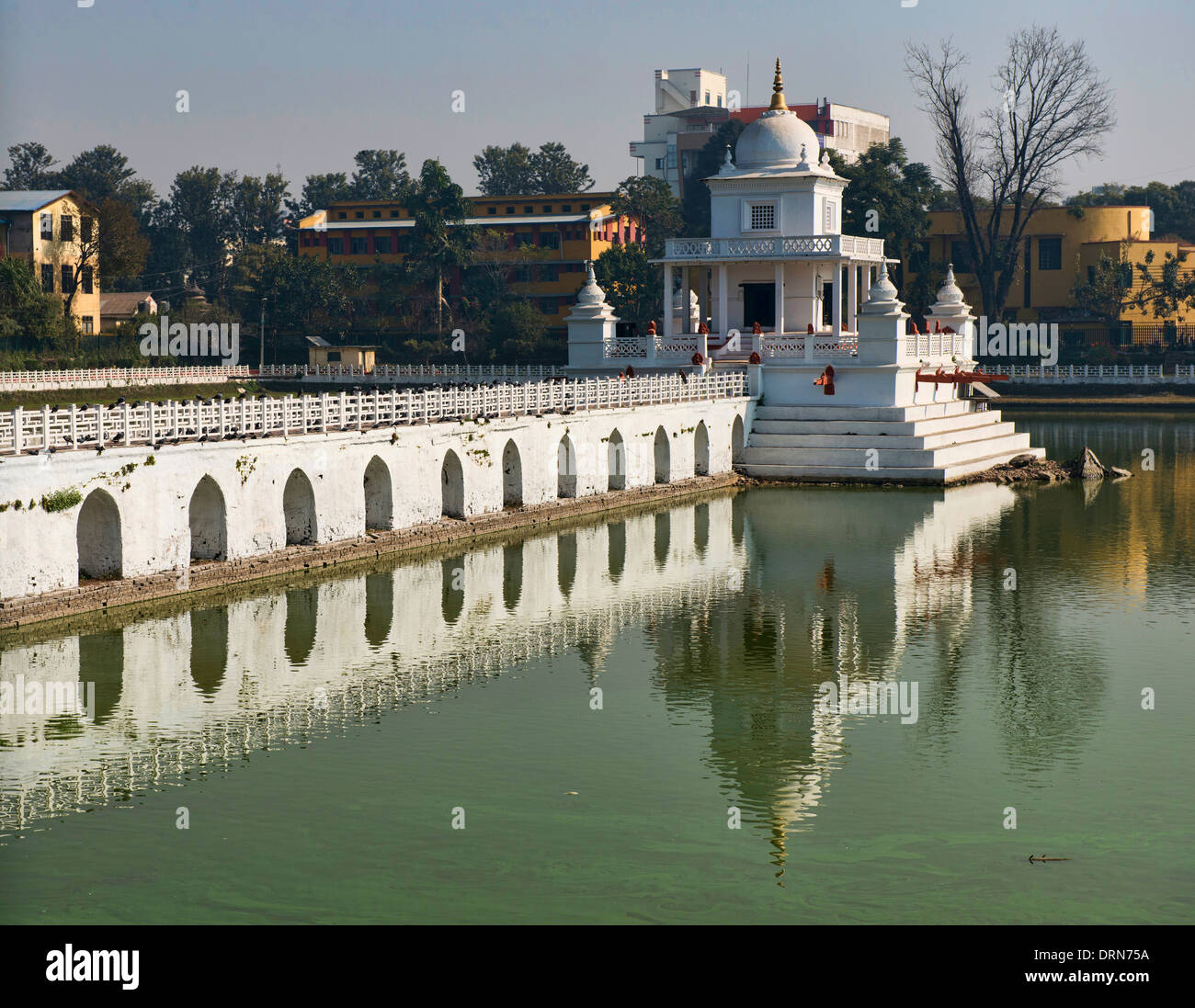 The Rani Pokhari lake and Shiva Temple in Kathmandu, Nepal Stock Photo ...