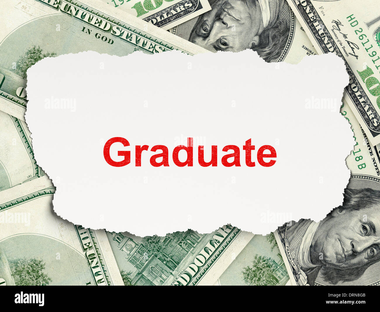 Education concept: Graduate on Money background Stock Photo - Alamy