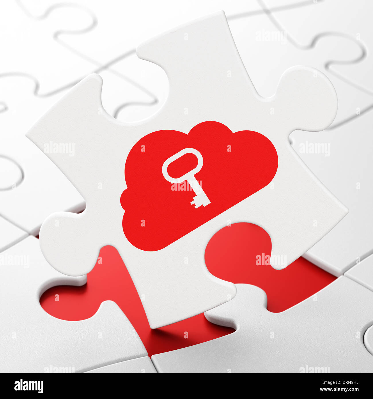 Cloud networking concept: Cloud With Key on puzzle background Stock ...