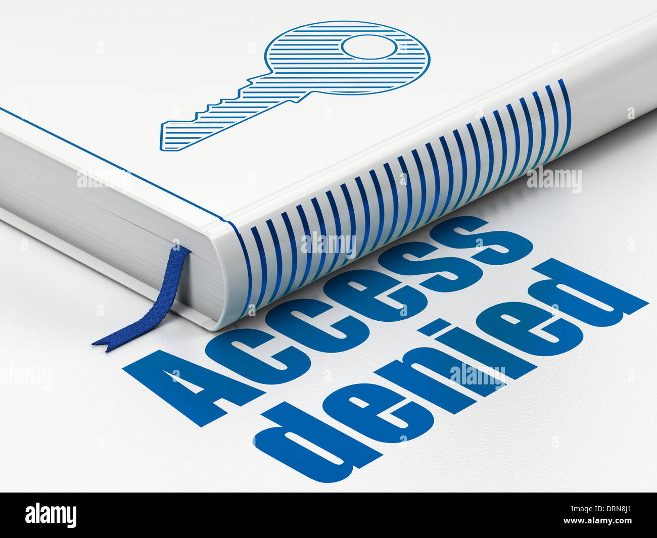 Protection concept: book Key, Access Denied on white background Stock ...