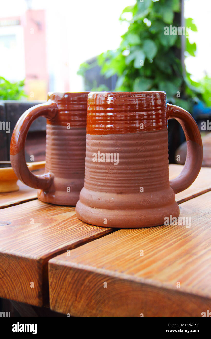 Mugs with beer Stock Photo - Alamy