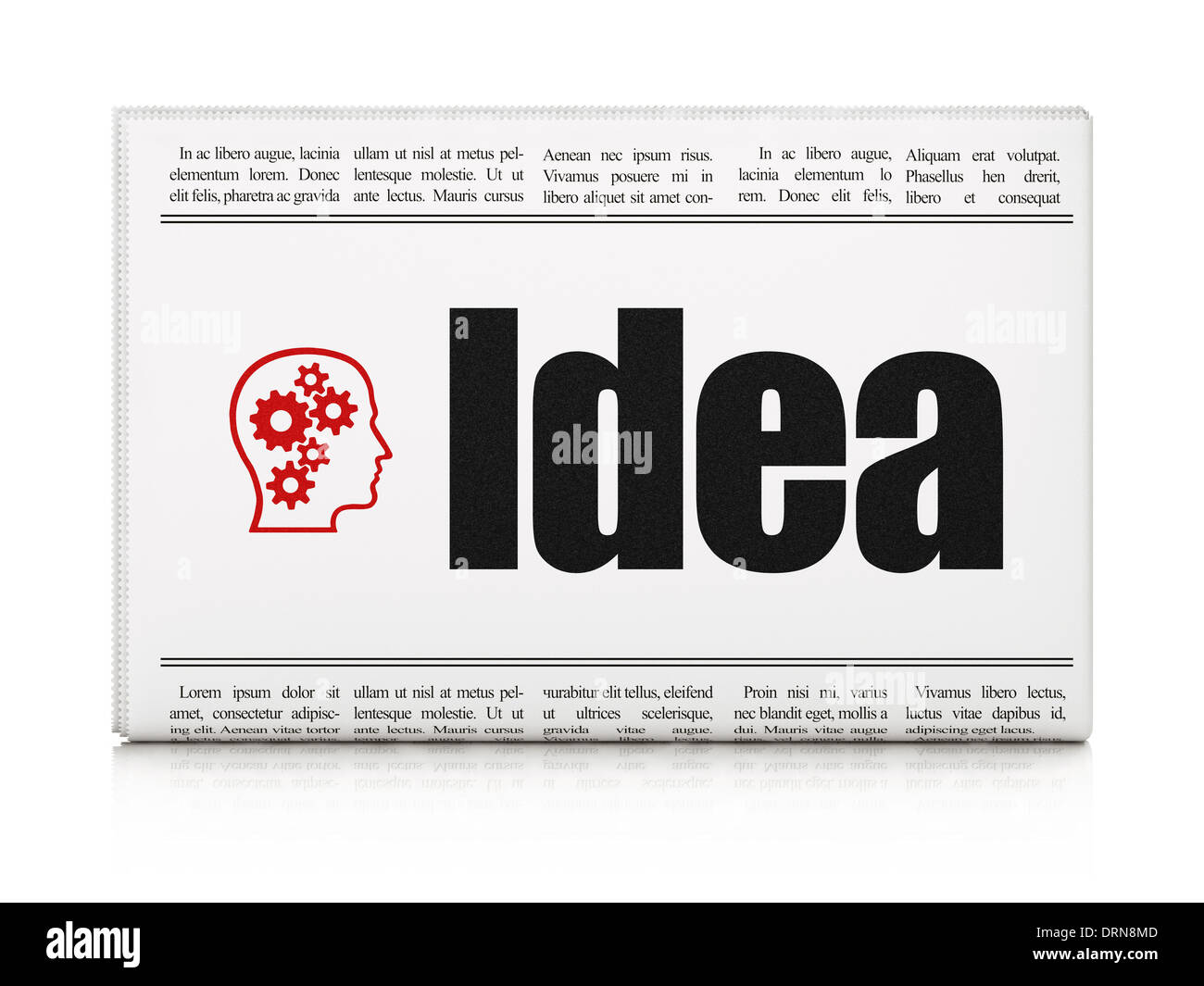 Advertising concept: newspaper with Idea and Head With Gears Stock ...