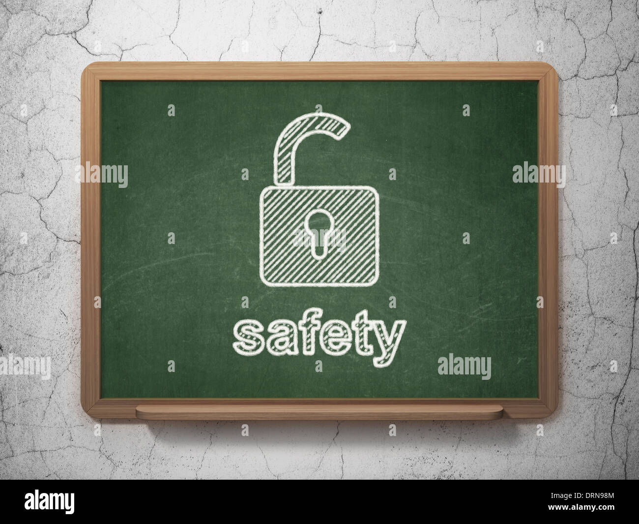Security concept: Opened Padlock and Safety on chalkboard background Stock Photo - Alamy