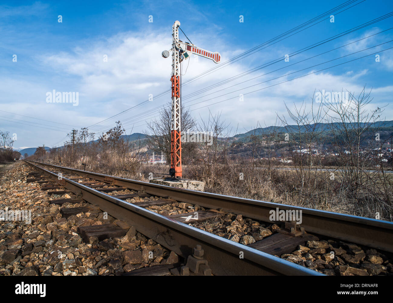 Train Semaphore mechanical. Vintage semaphore Stock Photo - Alamy